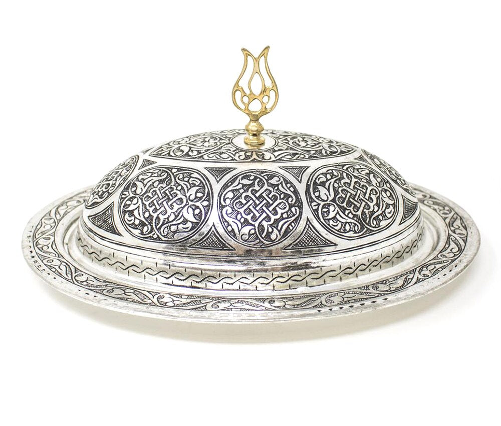 Serving Plate Copper Handmade Patterned Sahan Lid with Turk Authentic ...